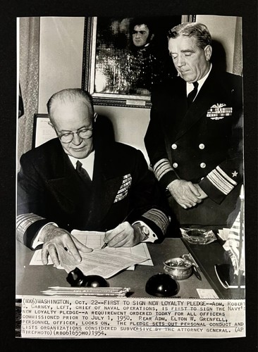 1954 Naval Operations Chief Carney Signs Navy Conduct Order Vintage ...
