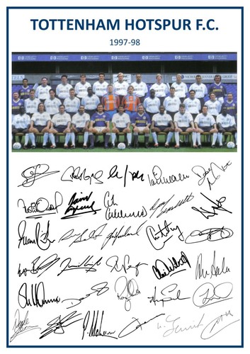 7487. 1997-98 Tottenham Hotspur Signed Team Photo Sheet (PRINTED ...