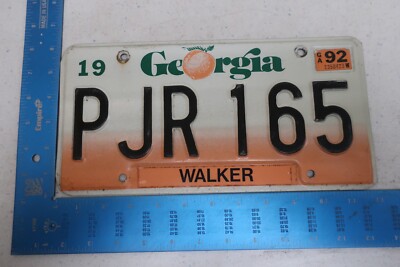 Georgia License Plate Tag 1992 92 GA Natural Sticker Walker County PRJ ...