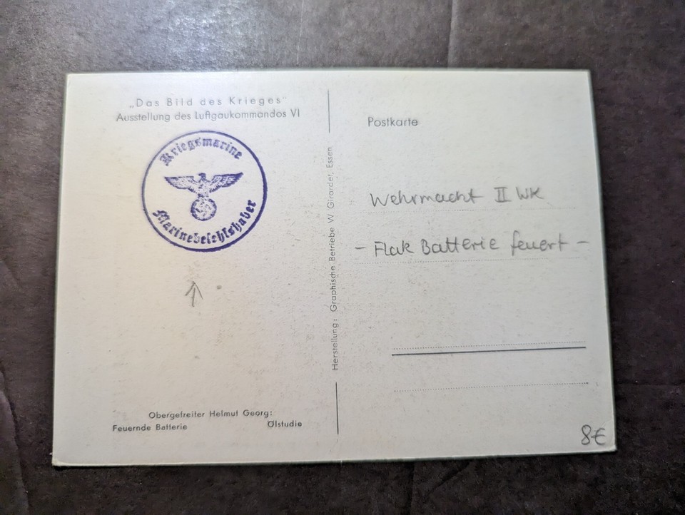 Mint Censored Germany Postcard Wehrmacht WWII Flak Battery | eBay