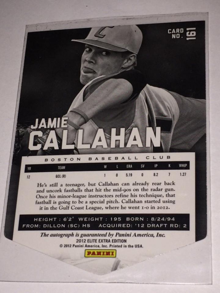 2012 Elite Extra Edition #161 Jamie Callahan Auto Rc Gold Die-Cut 1/10 ...