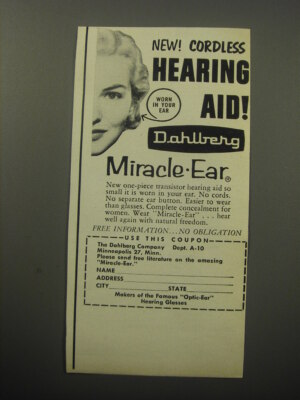 1957 Dahlberg Miracle-Ear Hearing Aid Advertisement | eBay
