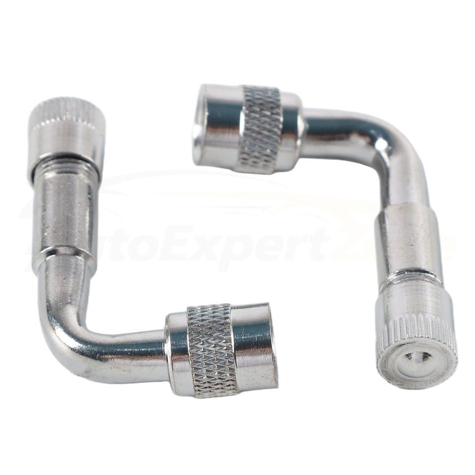 2x Bent Valve Stem Extension Angle 90-Degree Silver Tire Wheel Car ...