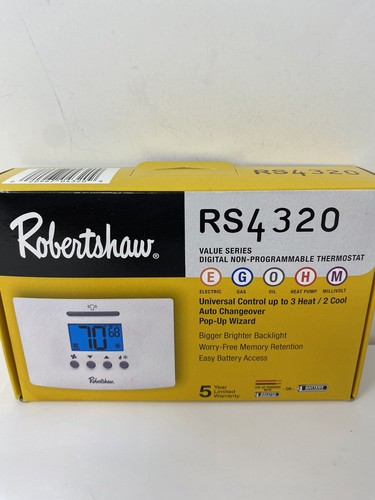 Robertshaw Programmable Single Stage 1H/1C 7 Day Wall Thermostat RS4320 ...