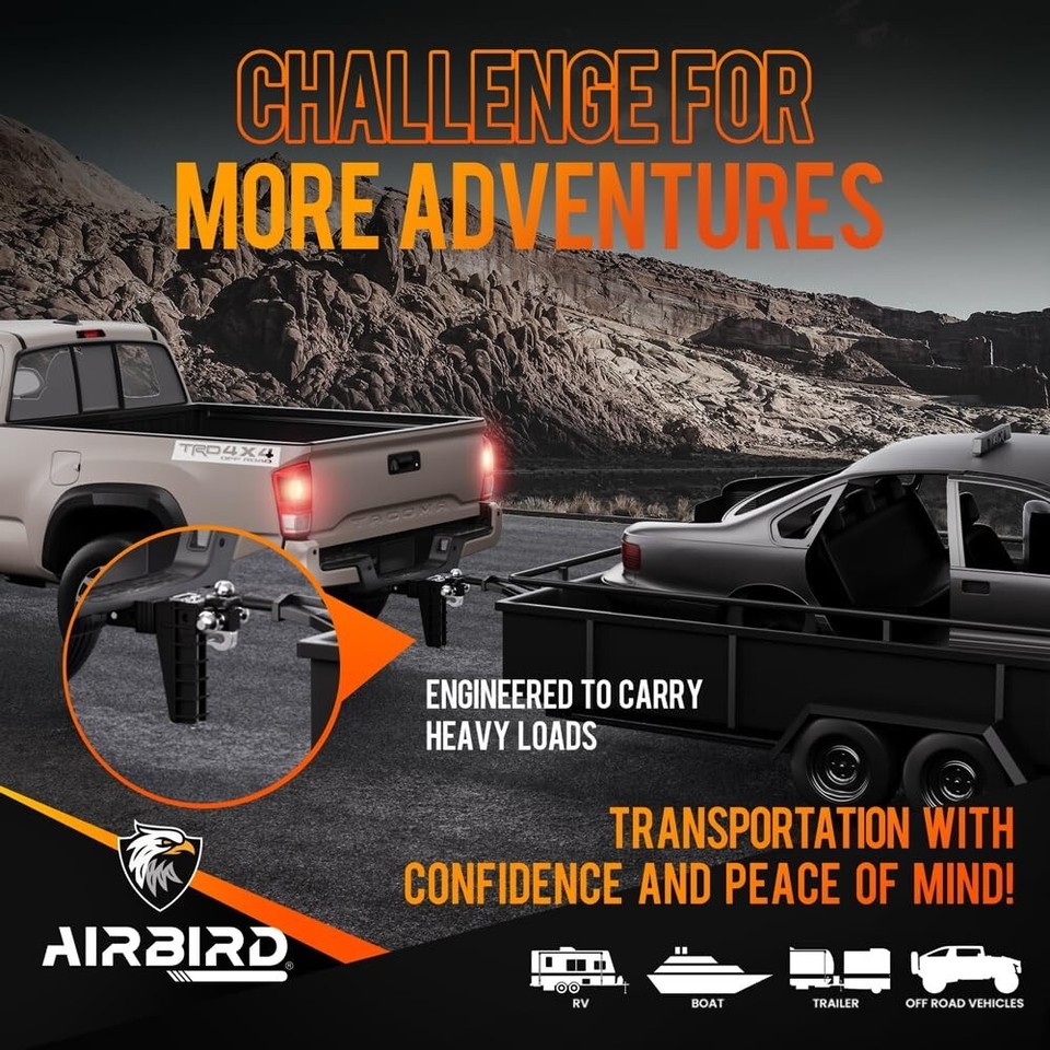 Airbird Adjustable Trailer Hitch Fits 2.5" Receiver 8" DropTow Hitches ...