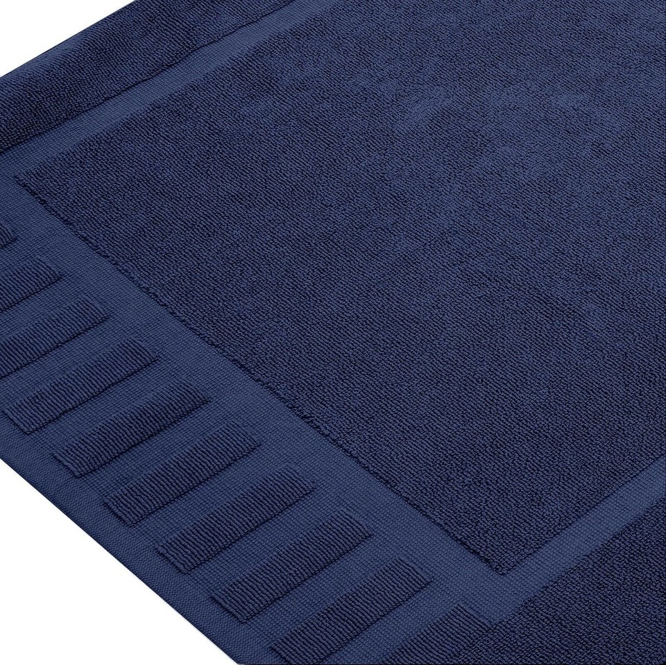 Luxury Bath Mat Floor Towel Set - 100% Cotton 22x34, 2 Pack, Navy Blue ...