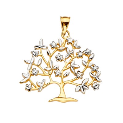 Gold 14K Two Tone Family Tree Pendant | eBay