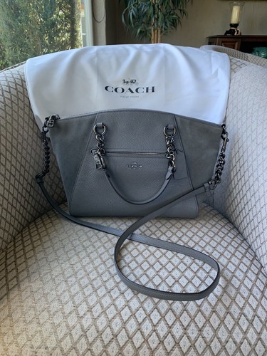 NWT Coach Chain Praire Satchel Leather Suede Heather Grey | eBay