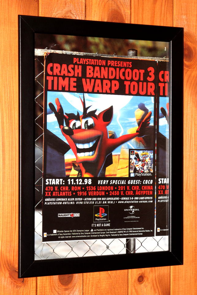1998 Crash Bandicoot 3 Warped PS1 Playstation Promo Small Poster Ad ...