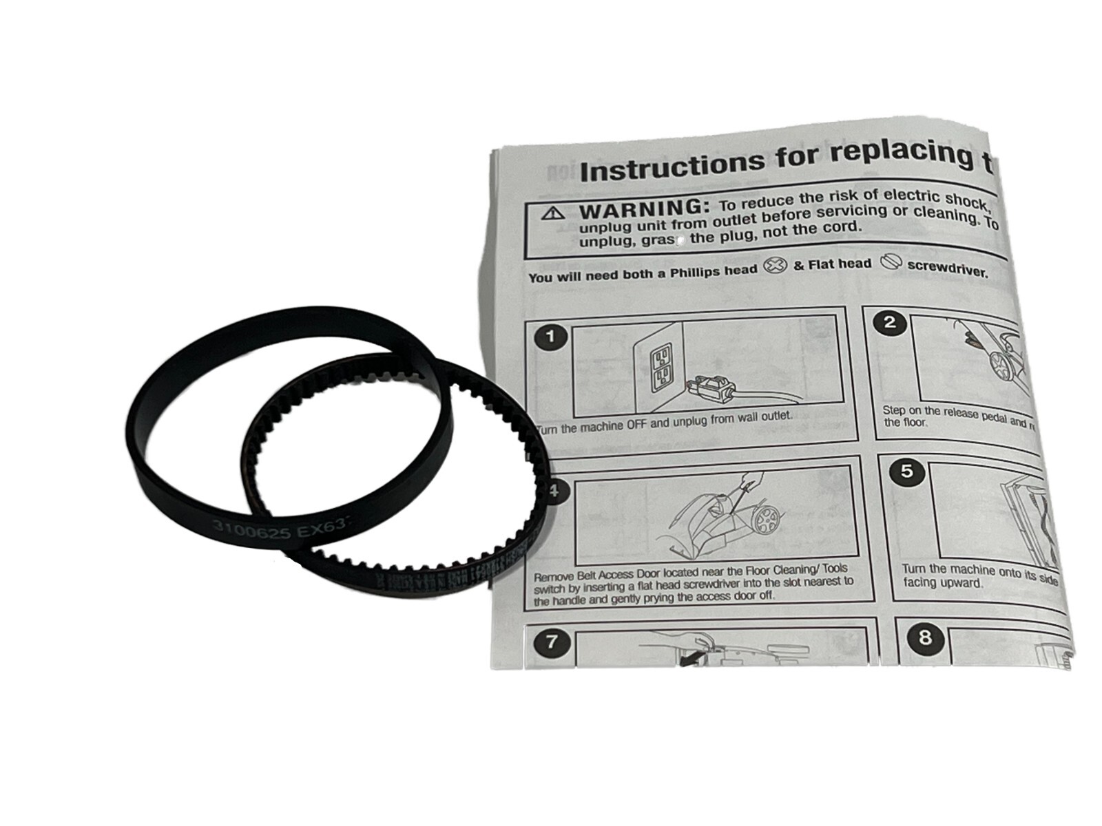 Bissell Pro-Heat Steamer Belt Set 6960W (2) belts fits 1694W, 1697 ...