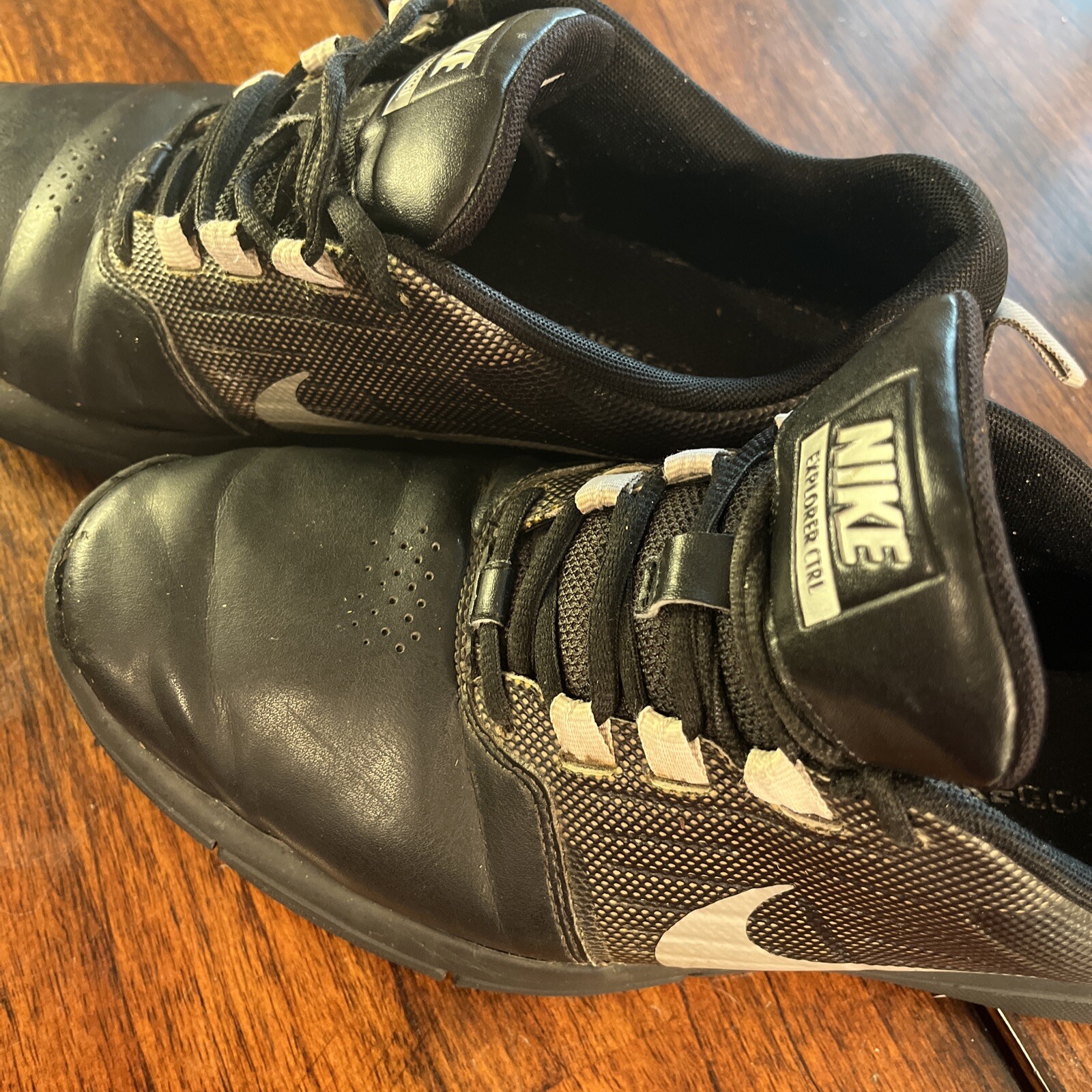 Nike Explorer CTRL Black Leather Golf Shoes Spikeless 704694-001 Mens ...