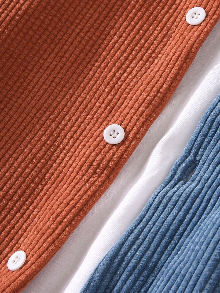 Men's Fashion Long Sleeve Contrast Color Jacket Lapel Corduroy Jacket ...