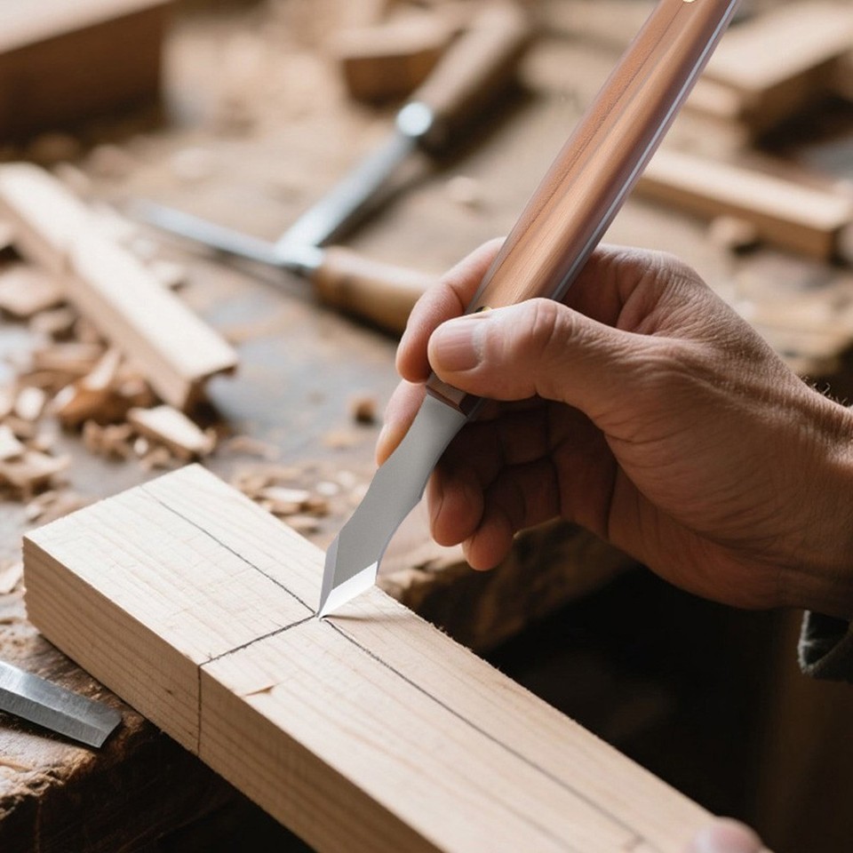 Long Neck Wood Marking Chisel with Ergonomic Handle Right Angle Carving ...
