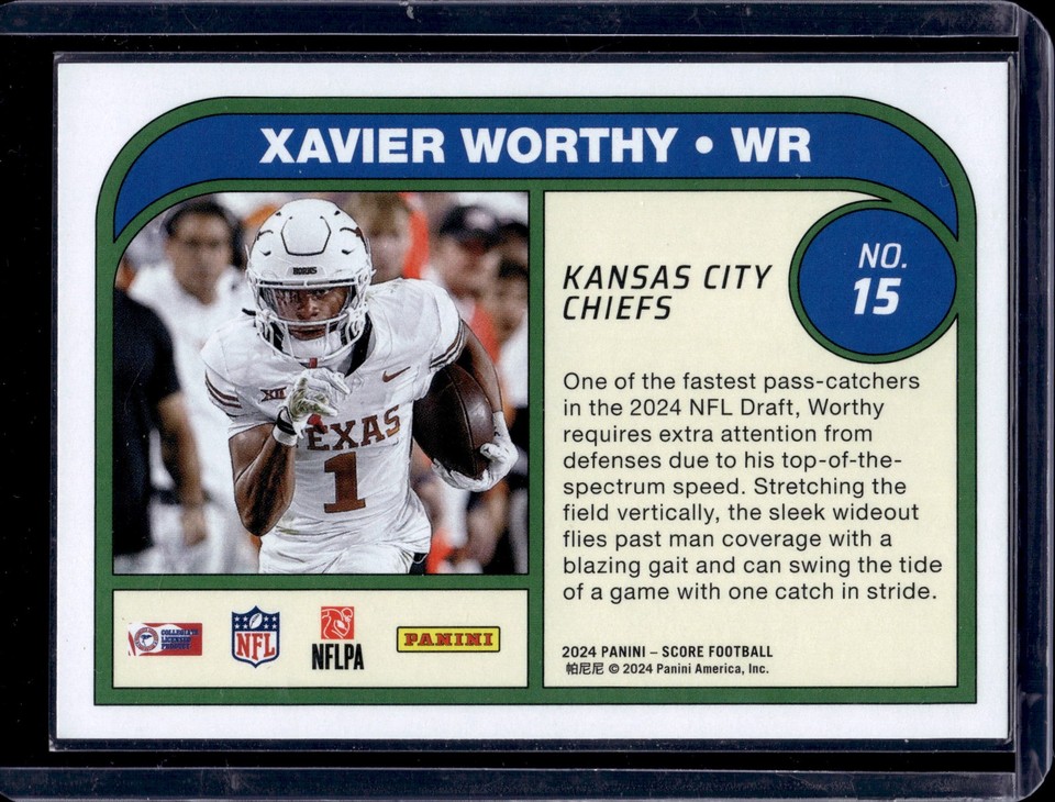 2024 Score #15 Xavier Worthy Protential RC Kansas City Chiefs | eBay