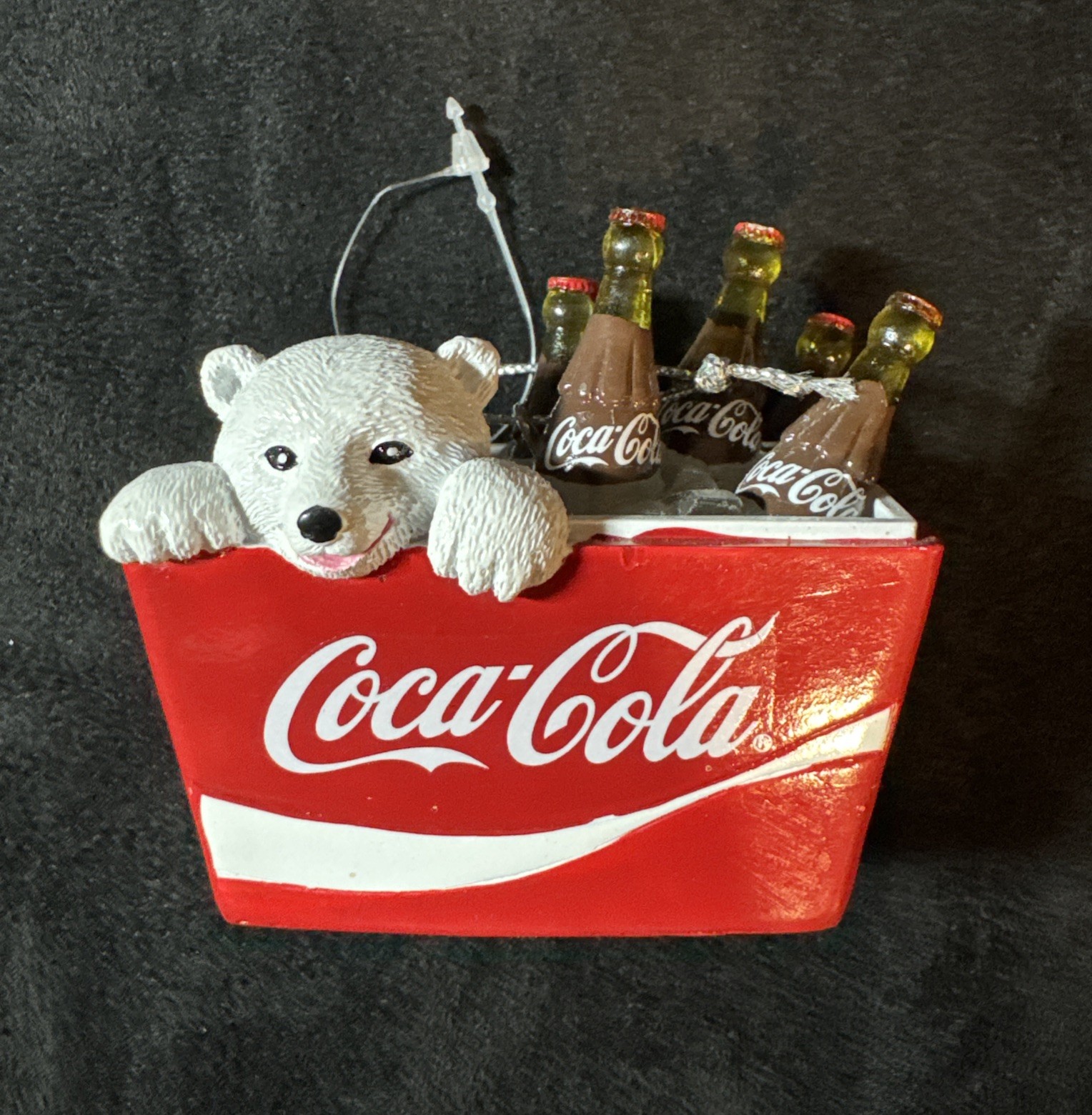 Coca-Cola Kurt Adler Polar Bear Cub in Cooler W/ Bottles Christmas ...