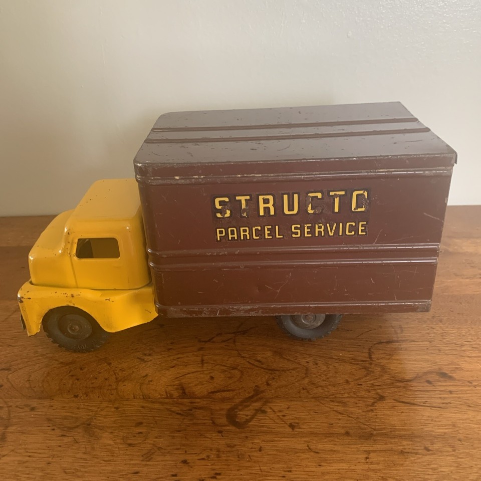 Vintage 50's Structo Parcel Service Truck Steel Yellow Brown Kids Toy ...