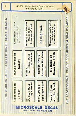 Microscale O Scale Decals #48-292 Union Pacific Caboose Safety Slogans ...