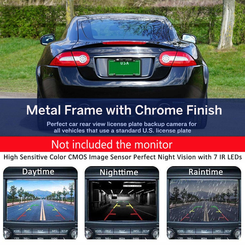 US License Plate Metal Frame Rear View Backup Camera CMOS HD LED Night ...
