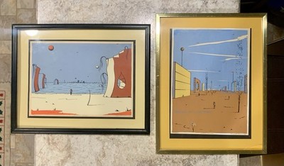 PAIR of ORIGINAL 1974 Kenneth Stancin Acrylic Serigraphs Signed ...