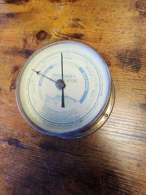 Downeaster Mfg. Co. Fisherman's Weather Guide Barometer lots of patina ...