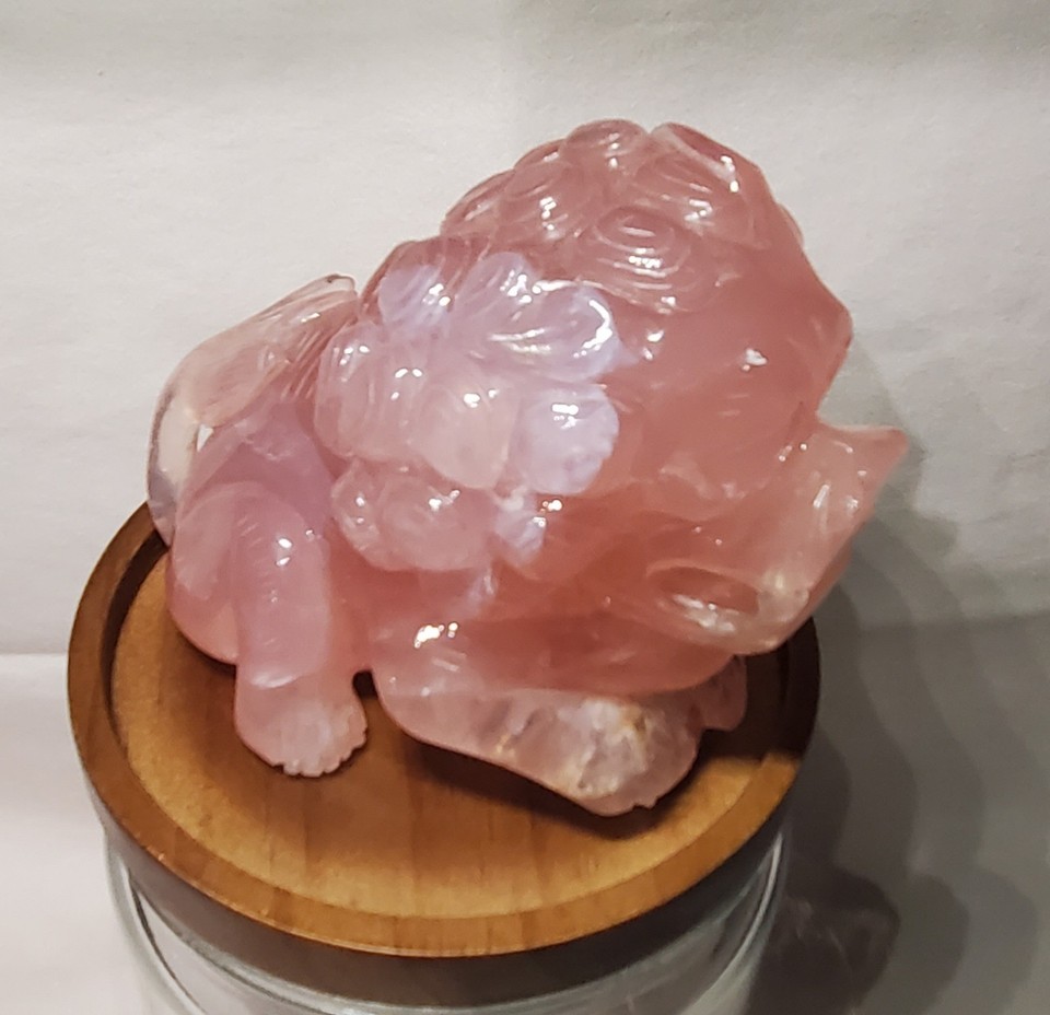 Antique Chinese Carved Rose Quartz Statue Foo Dogs with Stand | eBay