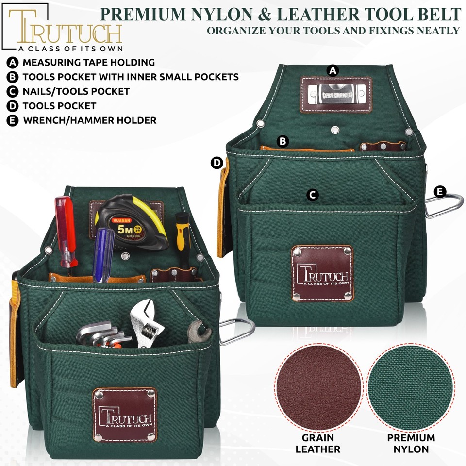 TRUTUCH Nylon and Leather Tool Belt | Framing Tool Bags | Nylon Tool ...