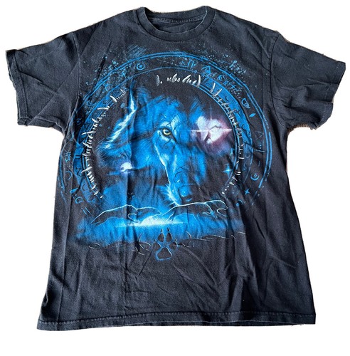 Delta Black L? shirt Blue Wolf Native Symbols Running Pack Teeth Fangs ...