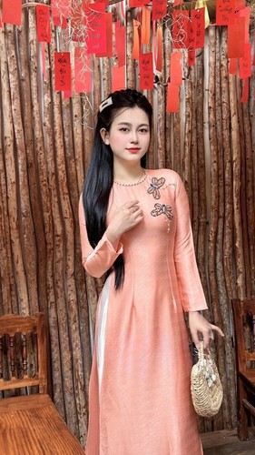 Ao Dai Vietnam/Áo Dài Vietnamese Long Dress- Lua Van Go - Orange - S M ...