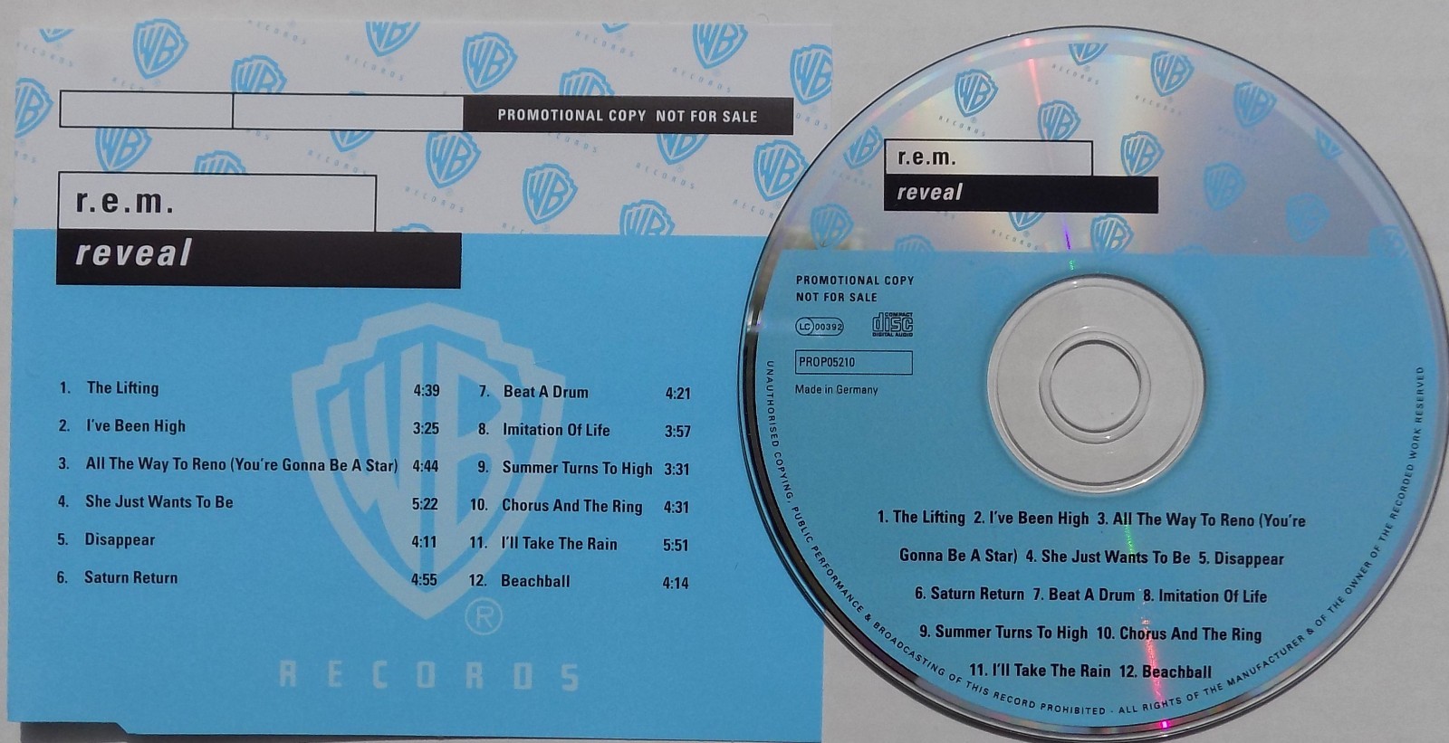 R.E.M. CD Reveal REM German 12 Track PROMO ONLY Diff Slv. PROP052 ...