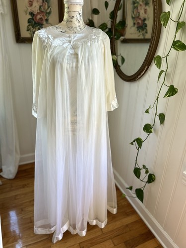Vtg 60s Gossard Artemis Nightgown Peignoir Set Double Chiffon Medium ...