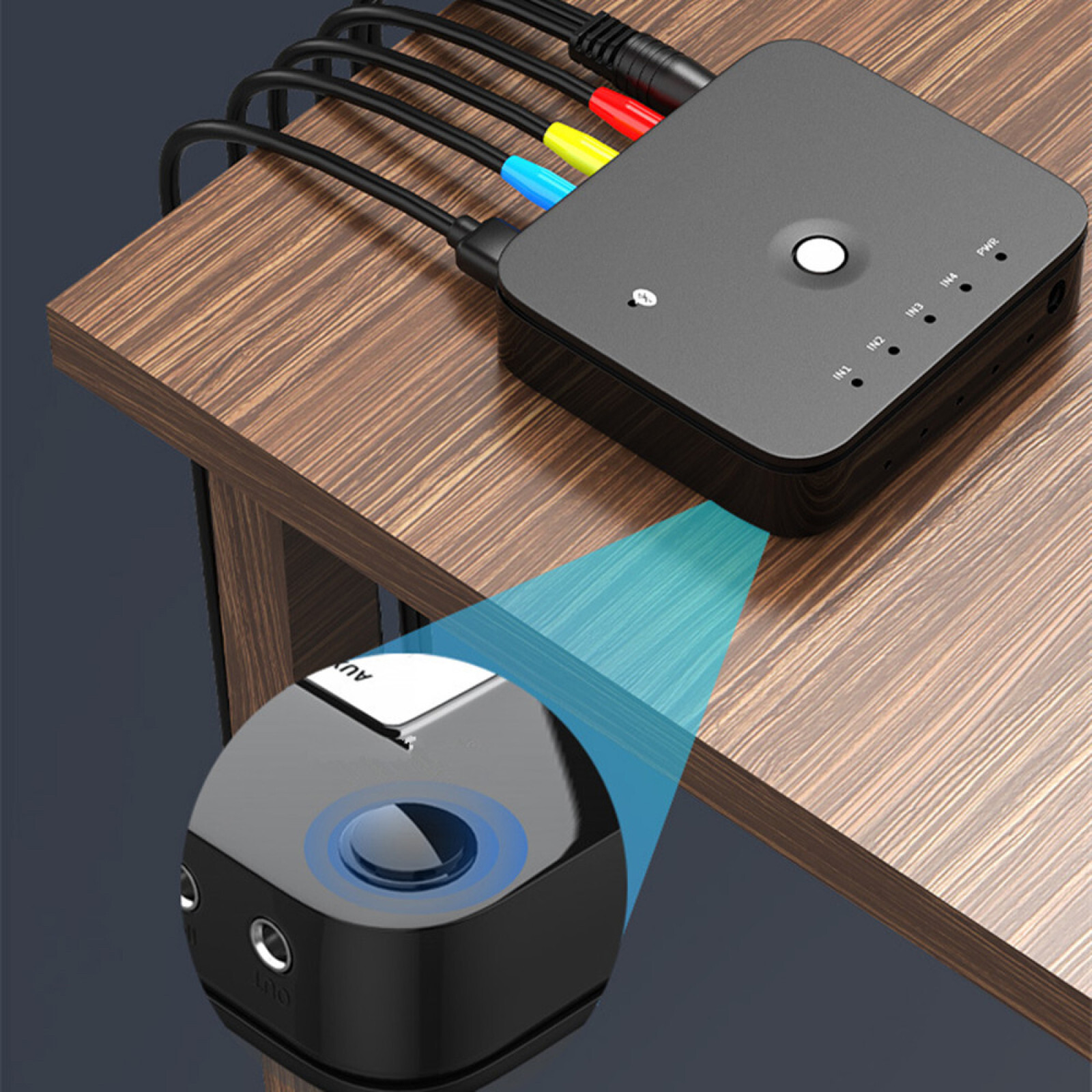 1 Pcs Audio Switcher With RCA Cable USB Cable Bluetooth Receiver Switch ...