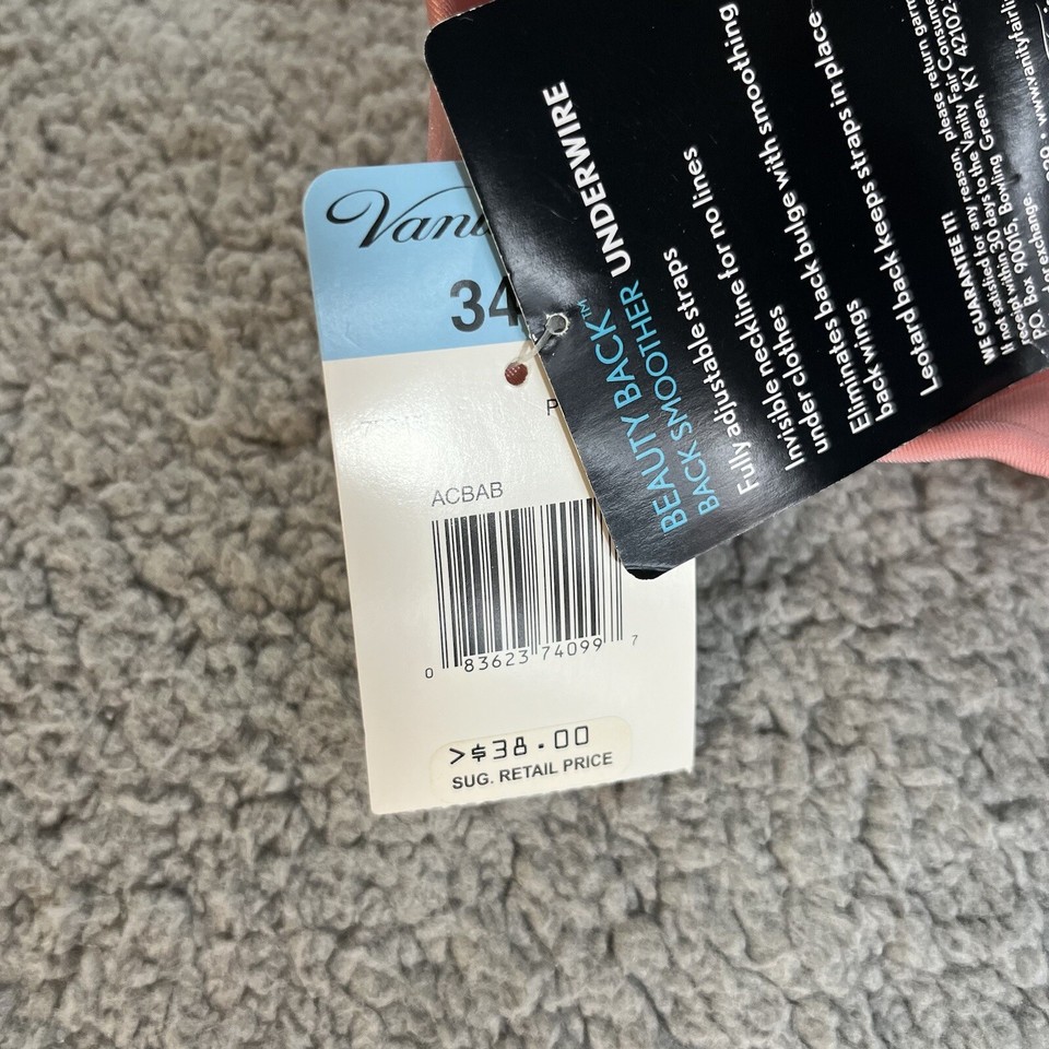 Vanity Fair Primarose 75345 Full Coverage Beauty Back Underwire Bra 34C ...