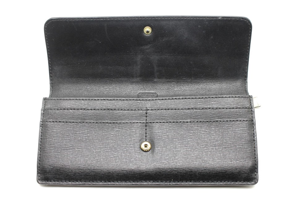 COACH Black Signature Pattern Leather Envelop Wallet Clutch | eBay