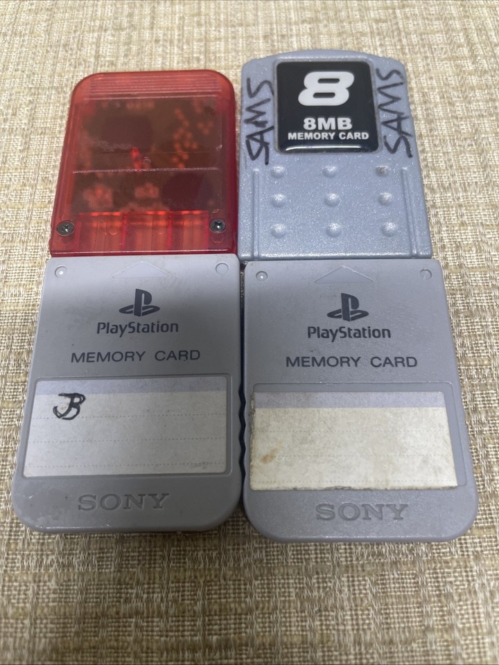 Playstation Memory Cards, Lot Of 4 Grey & Red Used | eBay