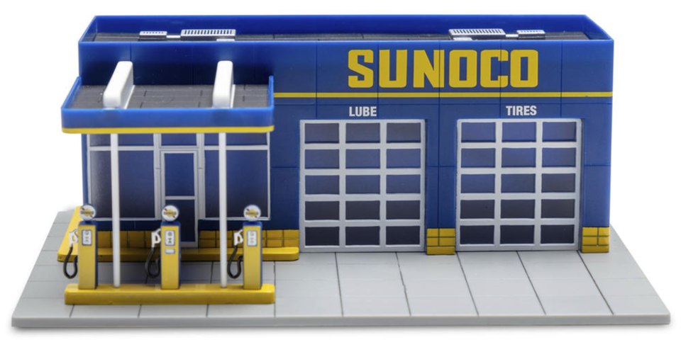 HO Scale Sunoco Gasoline Station Building Prelit Service Station ...