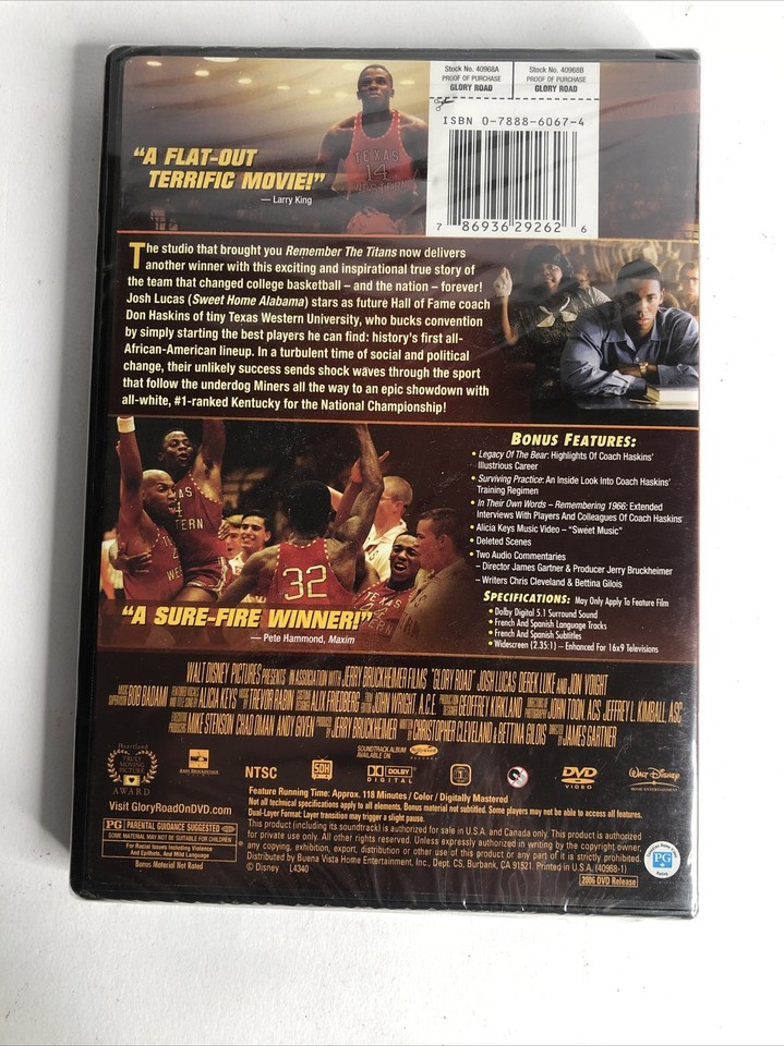 Glory Road (DVD, 2006) Josh Lucas Derek Luke Jon Voight Sealed New ...