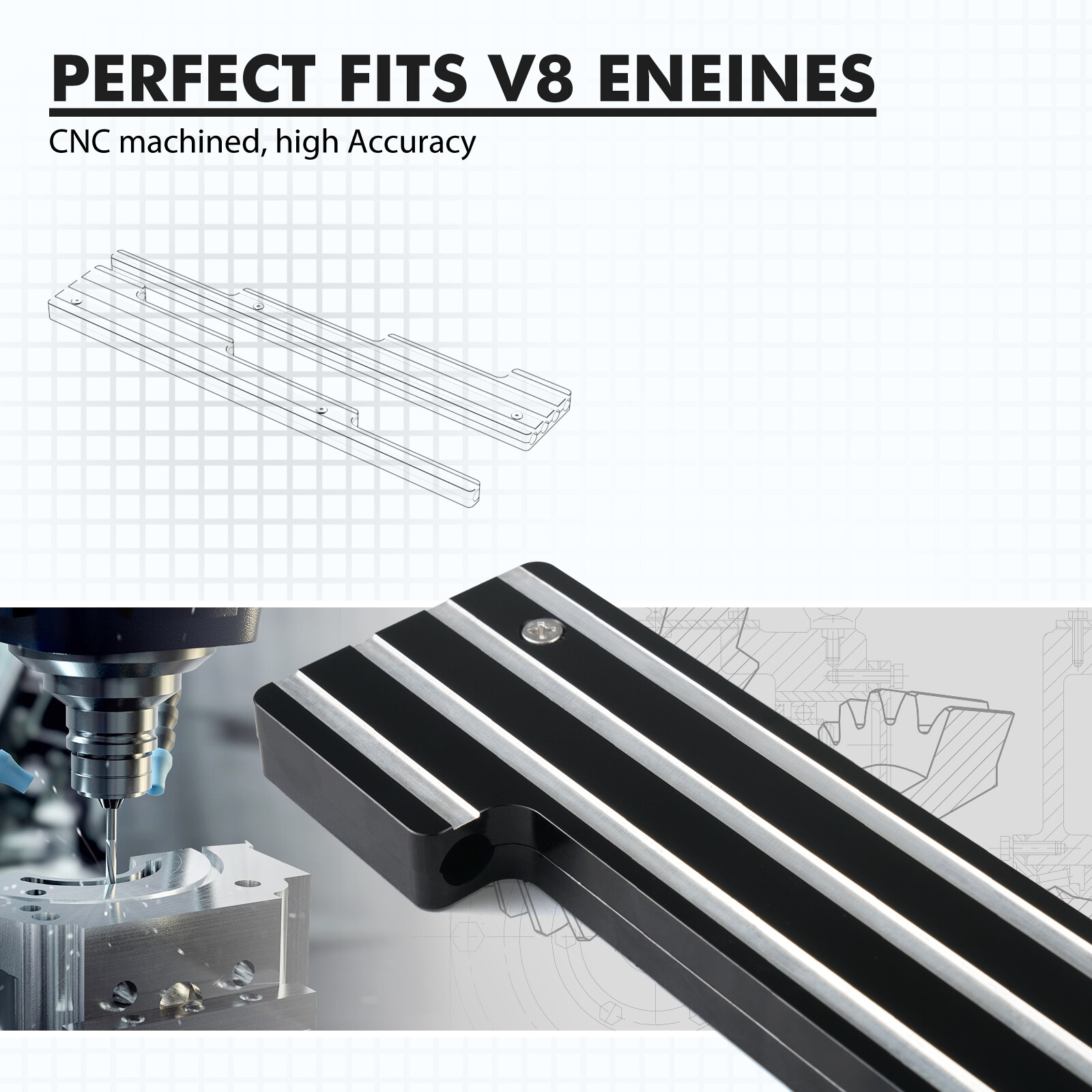 Aluminum Spark Plug Wire Looms Holder Black & Silver For SBC SBF 302 ...
