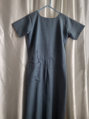 Handmade Amish/Mennonite dress S/M gray blue short sleeve b-38 w- 33 L ...