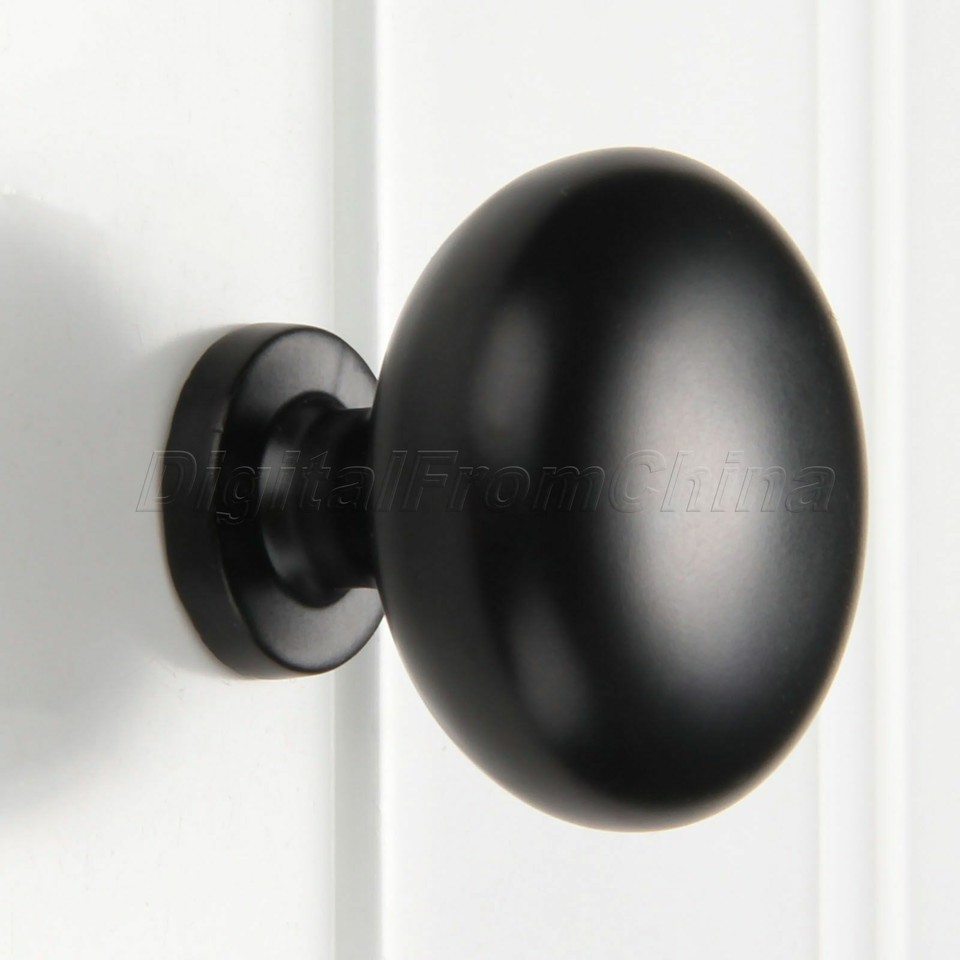 Modern Matt Black Alloy Pull Handles Wardrobe Door Cabinet Drawer Knobs ...