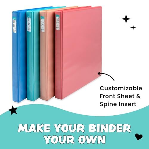 1/2 Inch Multicolor Binder & 8-Tab Divider Set - 4-Pack of 3-Ring ...
