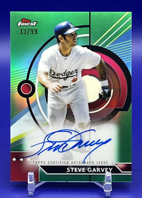 STEVE GARVEY ON CARD AUTO 33/99 GREEN REFRACTOR 2023 Topps Finest #FA ...