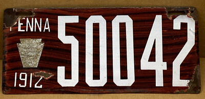 RARE VINTAGE 1912 PENNSYLVANIA PORCELAIN LICENSE PLATE #50042 | eBay