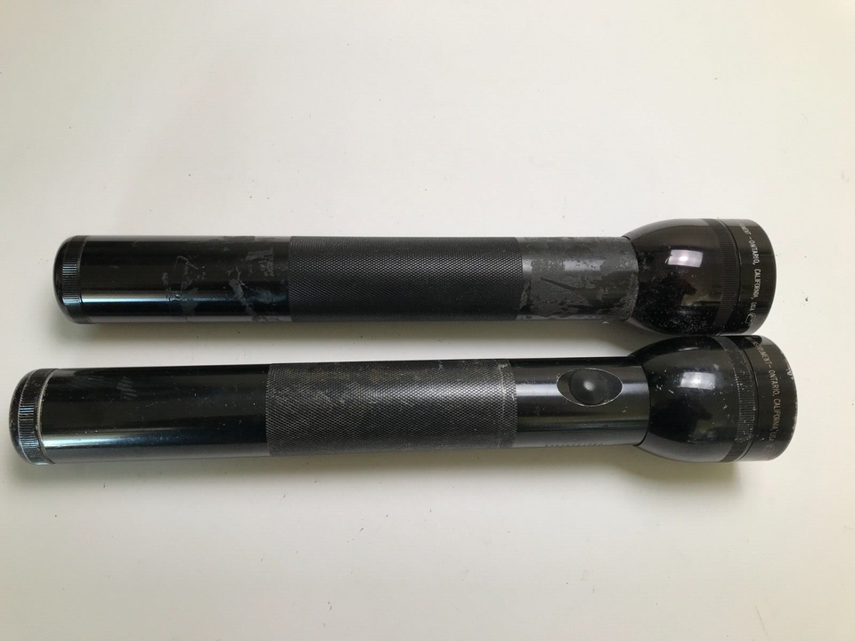 LOT of 2 - Maglite 12" Flashlight 3-D CELL Made in USA Black Metal Mag ...