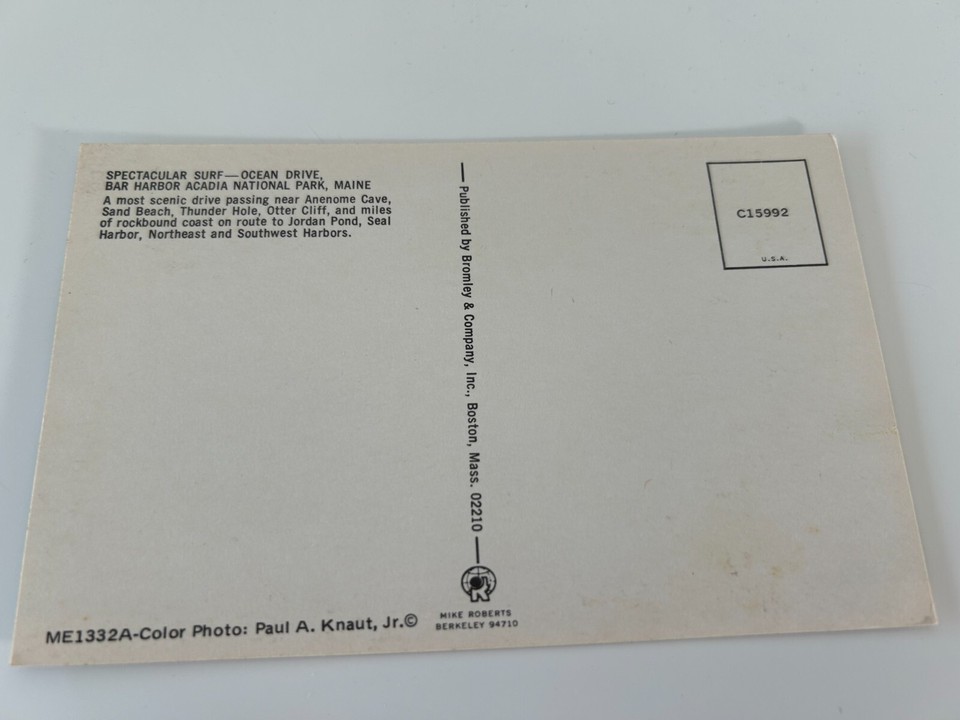 High Surf Ocean Drive Bar Harbor Acadia National Park Maine Postcard ...