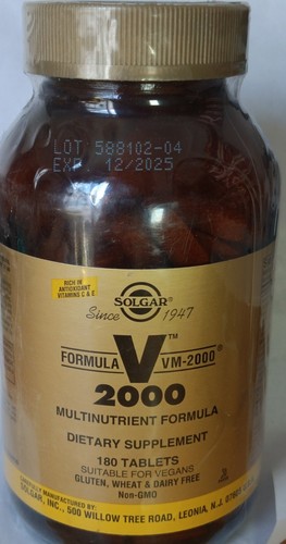 New Sealed! Solgar Formula VM-2000 180 Tablets Multinutrient System Exp ...