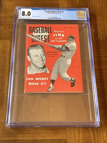 Mickey Mantle Baseball Digest CGC 8.0 Newsstand (1956)- Not Sports ...