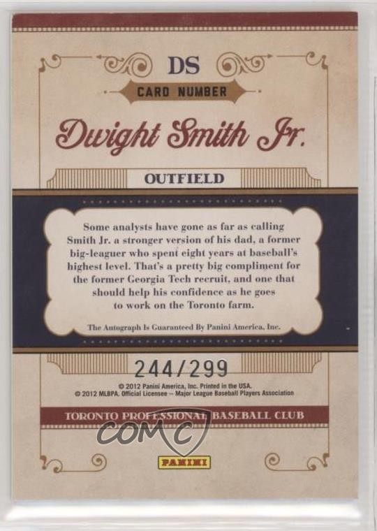 2011 Playoff Prime Cuts Prospect Signatures /299 Dwight Smith Jr #DS ...
