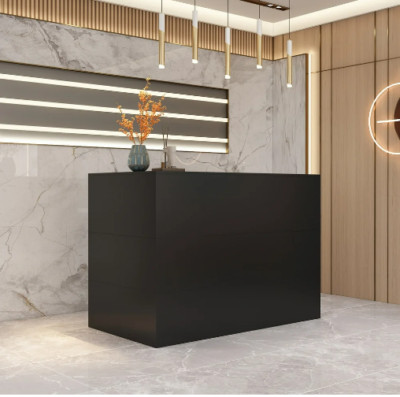 Reception Desk Counter Register Black Shape Checkout Conference Wood ...