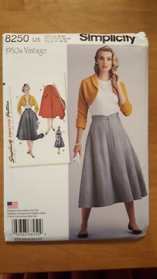 Simplicity Pattern 8250 Size 16-24 Uncut 1950s Reproduction Skirt And ...