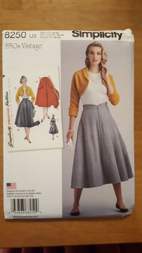 Simplicity Pattern 8250 Size 16-24 Uncut 1950s Reproduction Skirt And ...